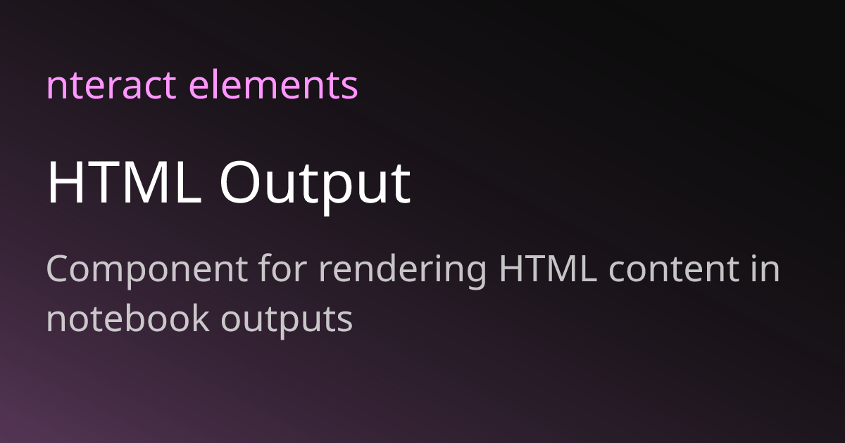 HTML Output